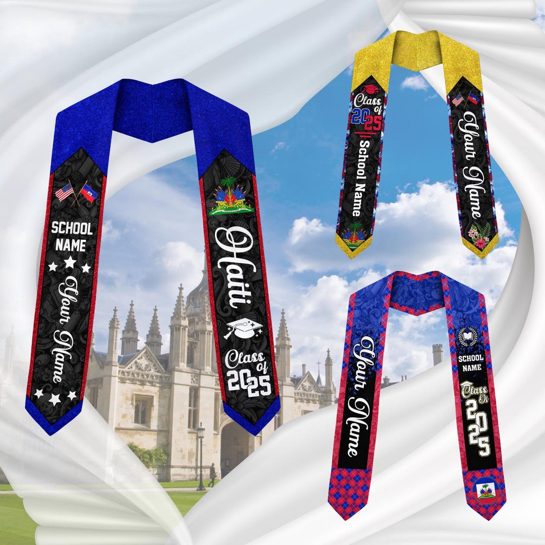 Custom Haitians American Flag Graduation Sash 2025, Personalized Haiti ...