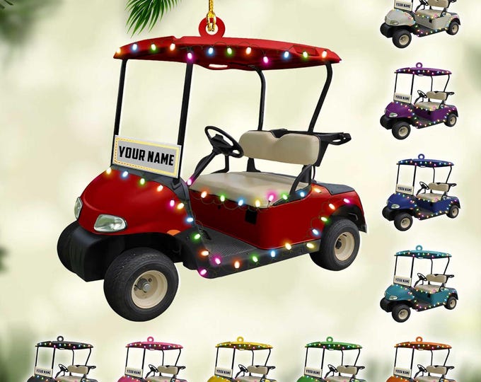 Personalized Golf Cart Christmas Tree Ornament, Christmas Golf Ornament ...