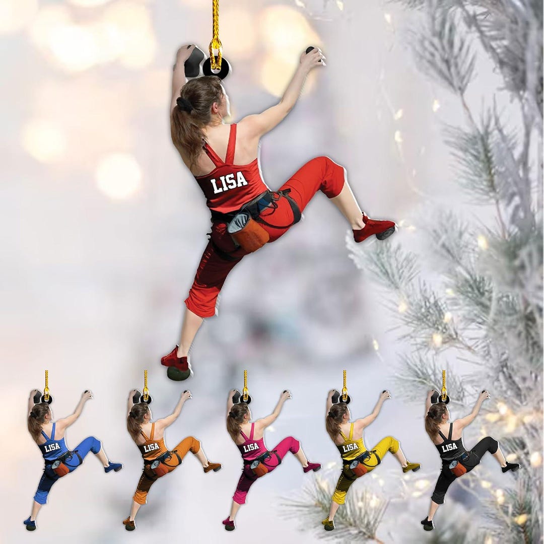 Personalized Women Rock Climbing Acrylic Christmas Ornament, Gift for ...