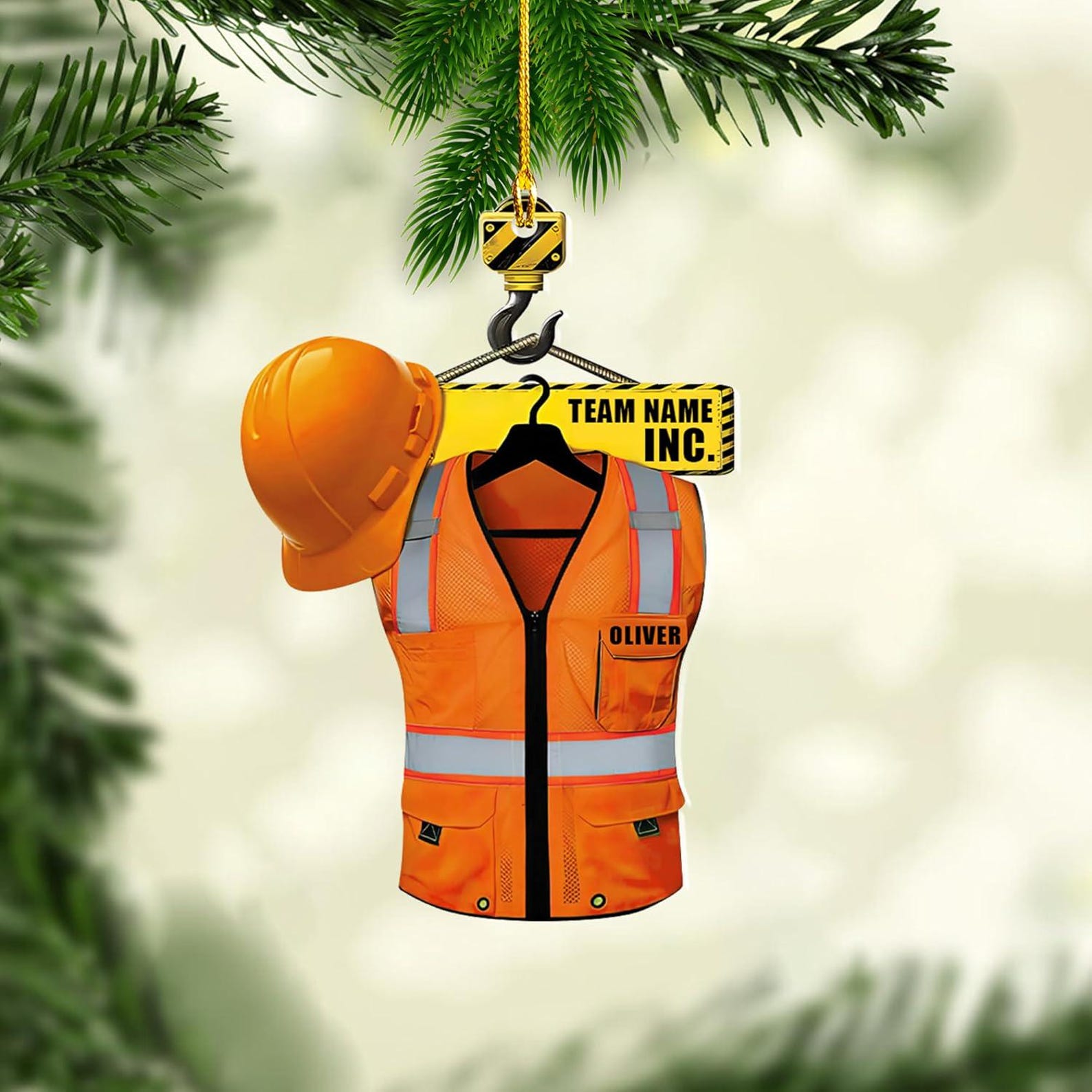 Personalized Construction Worker Christmas Ornament, Personalized ...