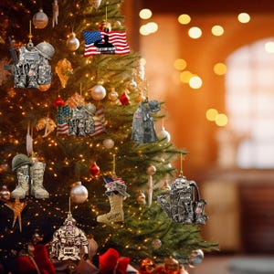 Custom Military Uniform Boots & Helmet Ornament, Christmas Ornament ...