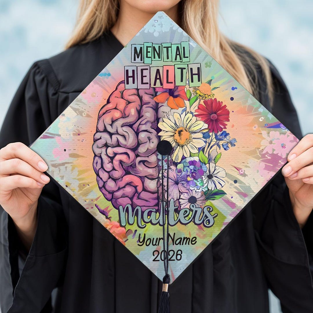 Mental Health Matters Graduation Cap Topper, Personalized Psychology ...