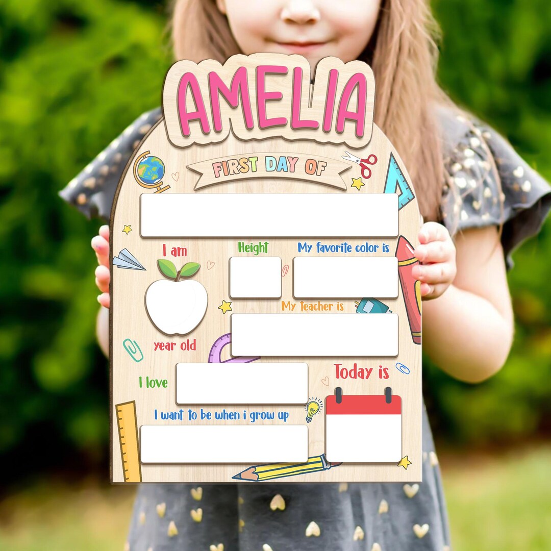Personalized First Day of School Sign, Custom Last Day of School Sign ...
