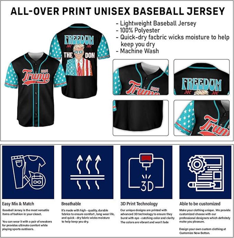 Trump 2024 Baseball Jersey, Make America Great Again Jersey, Freedom ...