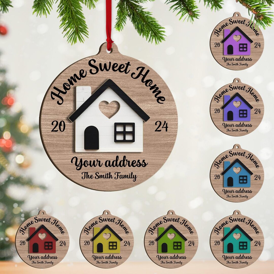 Our New Home Christmas Ornament,first Christmas New Home 2 Layers Wood Ornament,house Address ...