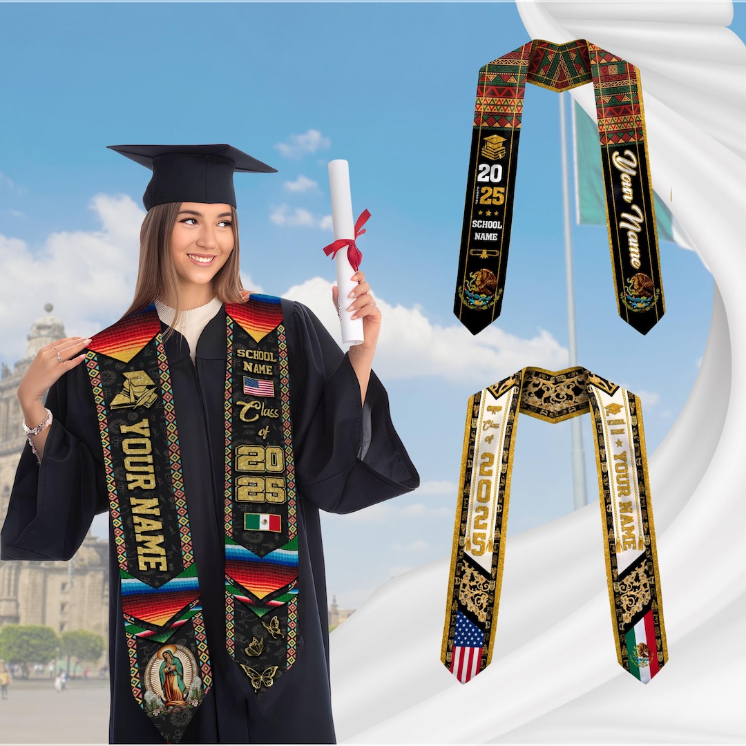 Personalized Mexican Stole,custom Mexican Graduation Sash,mexican ...