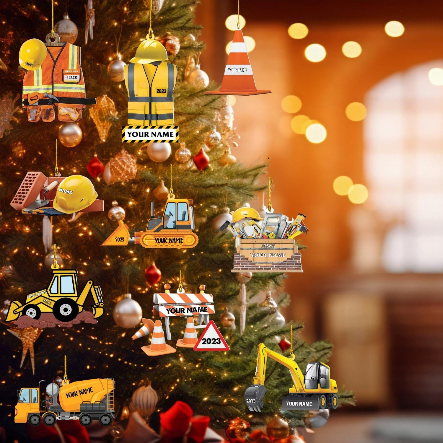 Personalized Construction Worker Christmas Ornament, Personalized ...