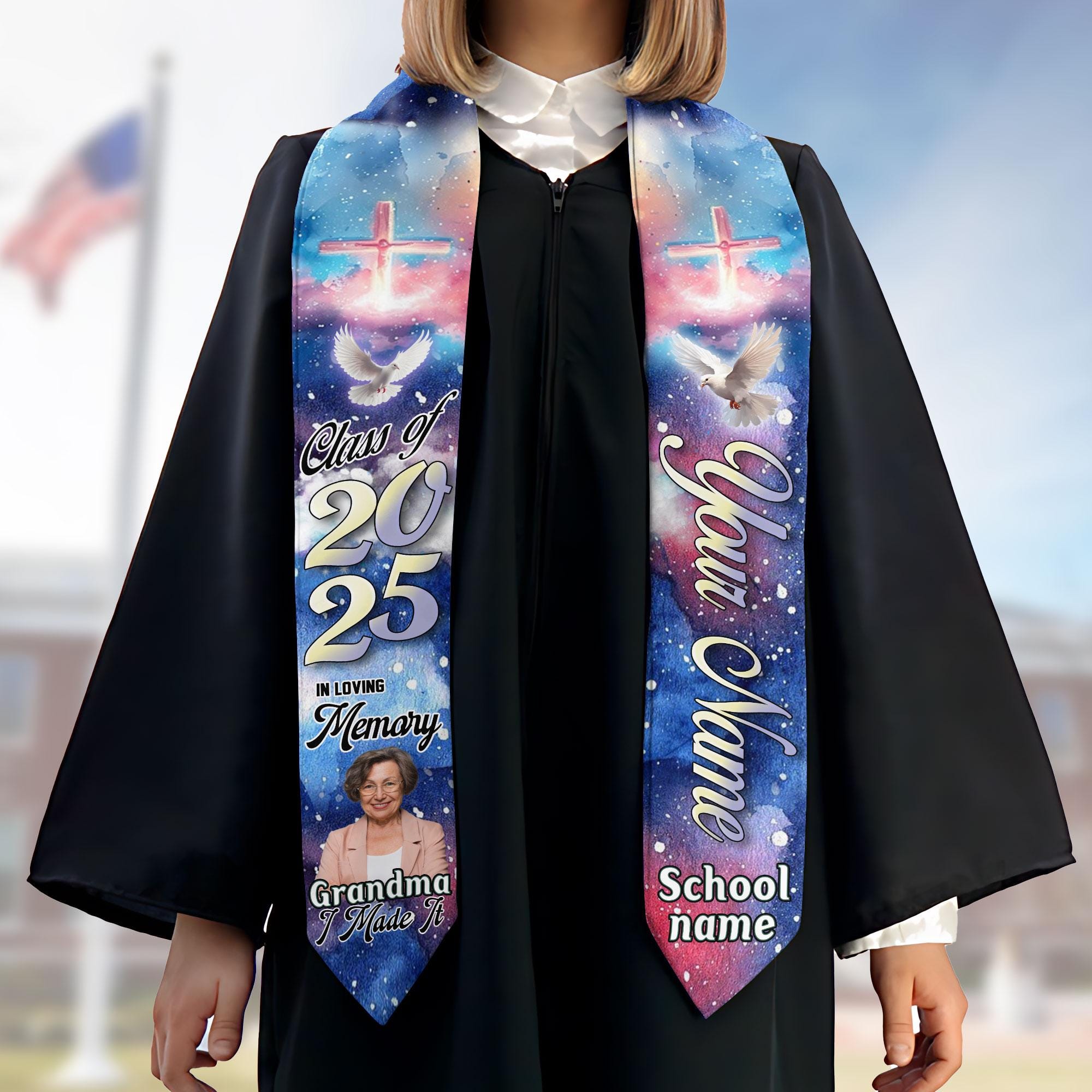 Custom in Loving Memory Graduation Stoles, Custom Graduation Stole With ...