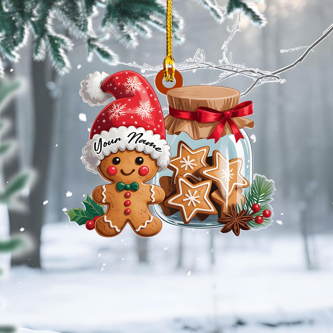 Custom Gingerbread Christmas Ornament: 2D Flat, Custom Name Christmas ...