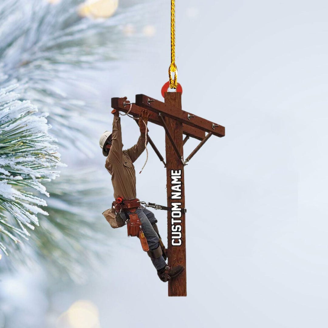 Personalized Lineman Christmas Ornament, Worker Lineman Tree Hanger ...