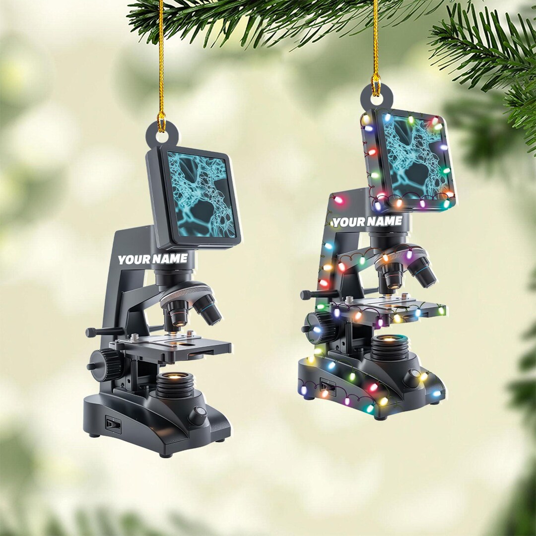 Personalized Medical Microscope Flat Ornament, Chemistry Ornament ...