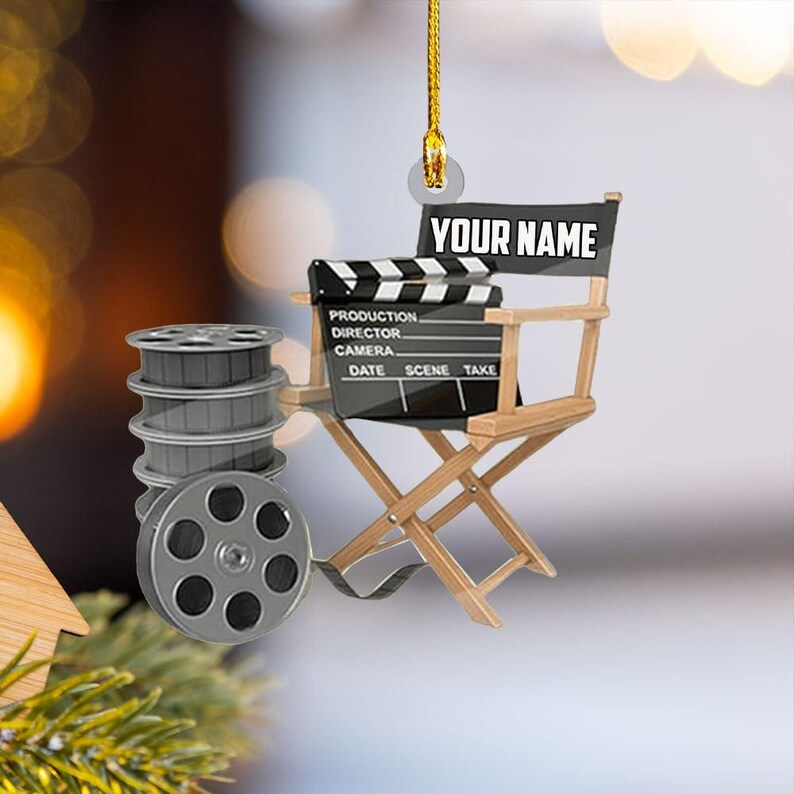 Personalized Director Chain Christmas Ornament, Film Clapper Christmas ...