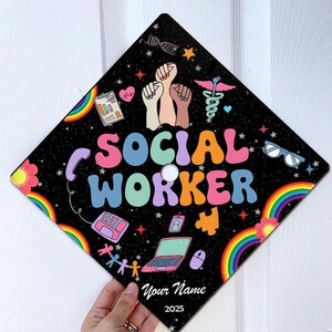 Social Worker Graduation Cap Topper,advocate Support Empower Printed ...