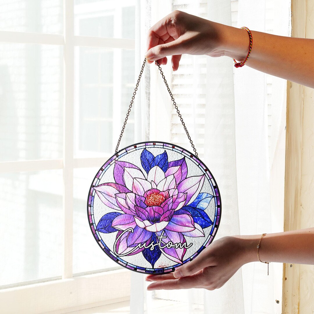 Lotus Flower Suncatcher Glass, Lotus Glass, Lotus Lovers Gift,window ...