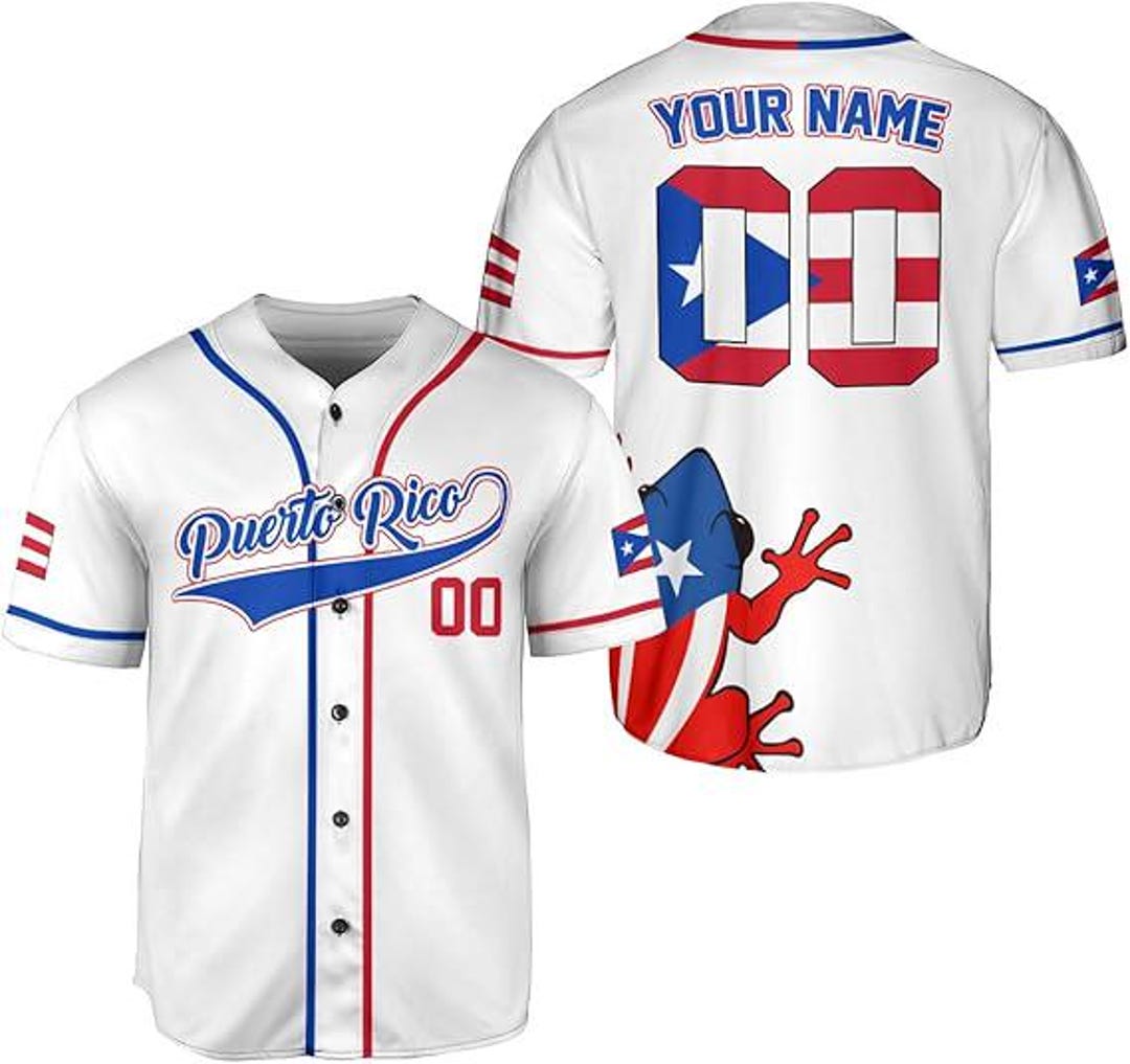 Custom Name Puerto Rico Baseball Jersey for Men, Personalized Puerto ...