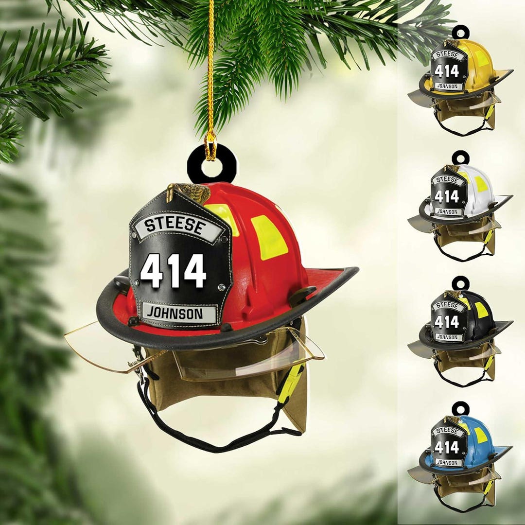 Personalized Firefighter and Fire Extinguisher Christmas Ornament for ...
