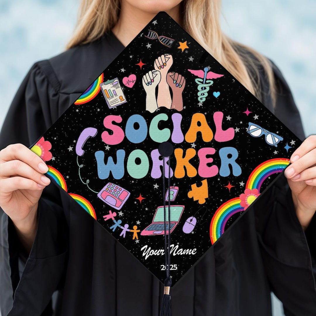 Social Worker Graduation Cap Topper,advocate Support Empower Printed ...