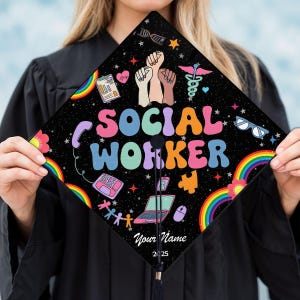 Social Worker Graduation Cap Topper,advocate Support Empower Printed ...