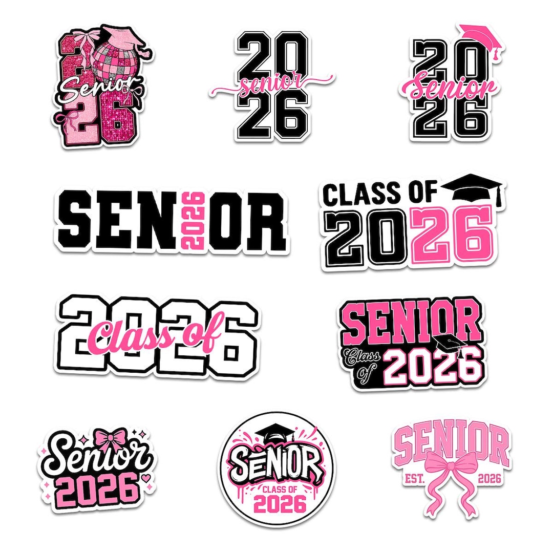 10pcs Senior 2026 Stickers Pack Cute Girly High School Sticker Class of ...