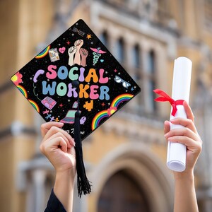 Social Worker Graduation Cap Topper,advocate Support Empower Printed ...