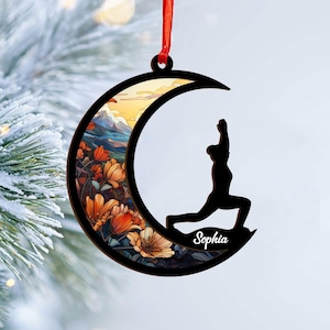 Personalized Yoga Suncatcher Ornament, Yoga Teacher Ornament,customized ...