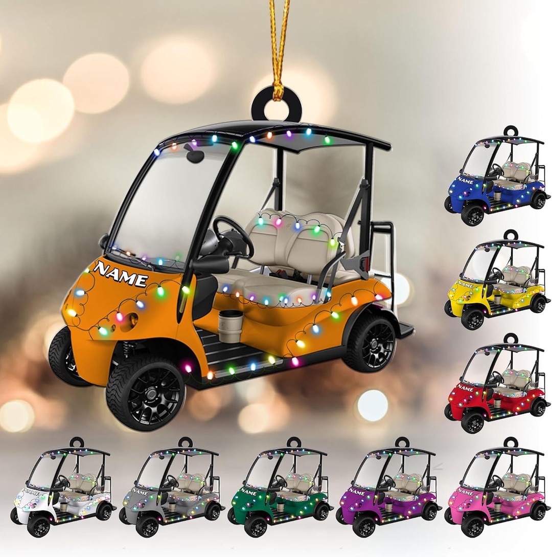 Personalized Golf Cart Ornament Golf Clubs Ornament Golfer Gift Xmas ...