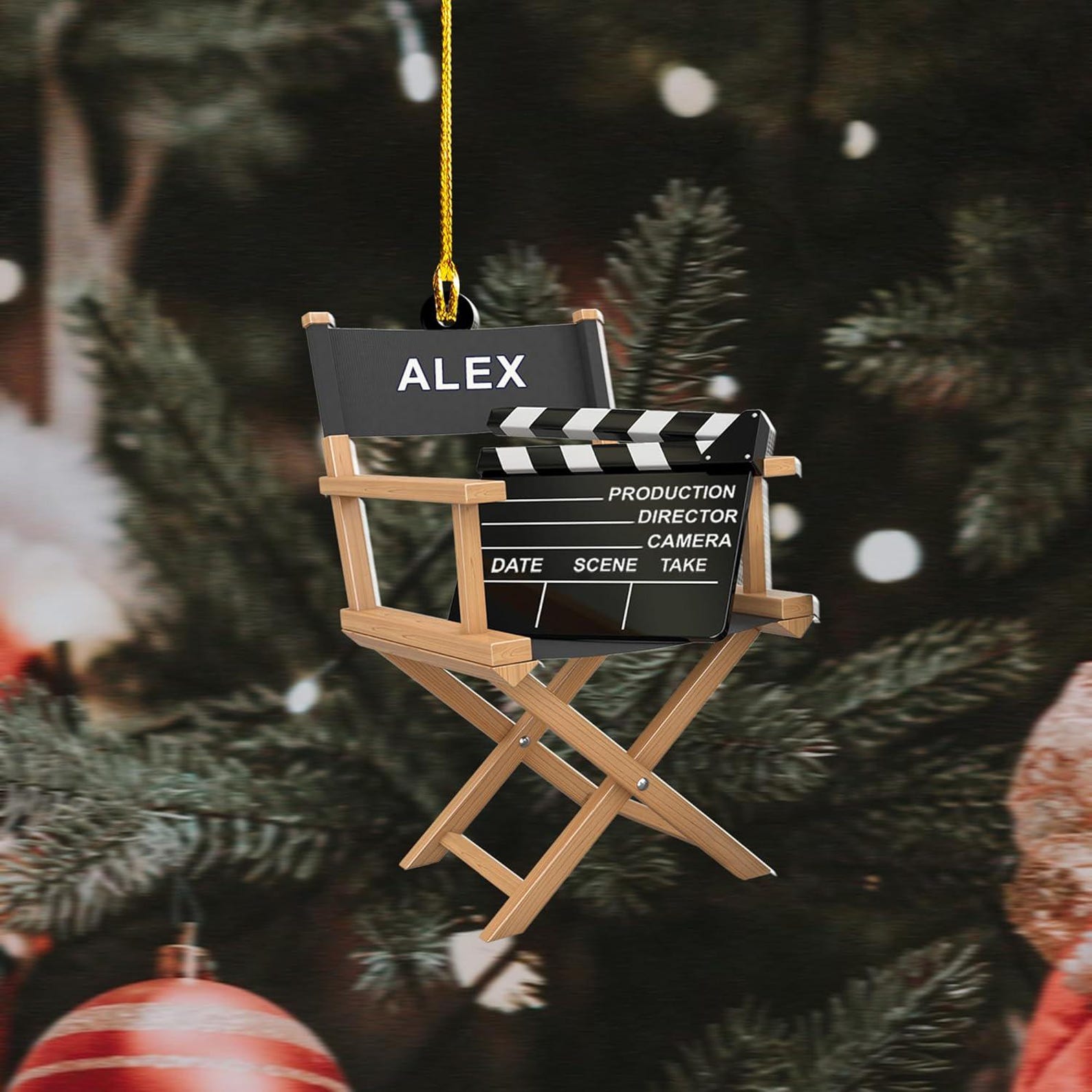 Personalized Director Chain Christmas Ornament, Film Clapper Christmas ...