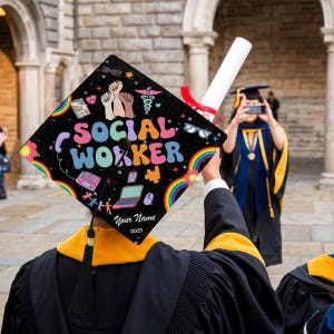 Social Worker Graduation Cap Topper,advocate Support Empower Printed ...