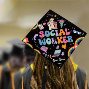 Social Worker Graduation Cap Topper,advocate Support Empower Printed ...