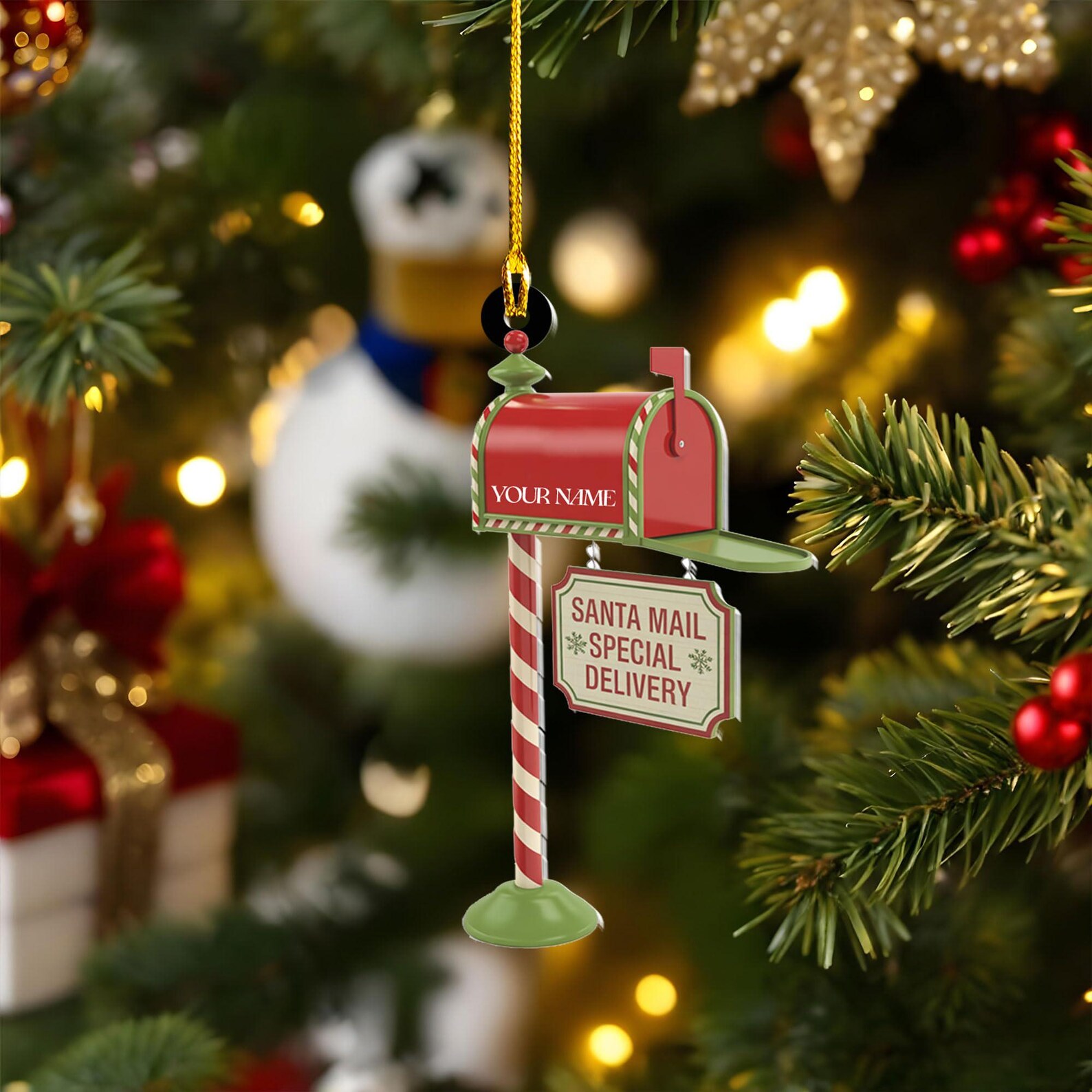 Personalized Santa Mailbox Shape Flat Ornament Home Mailman Ornament ...