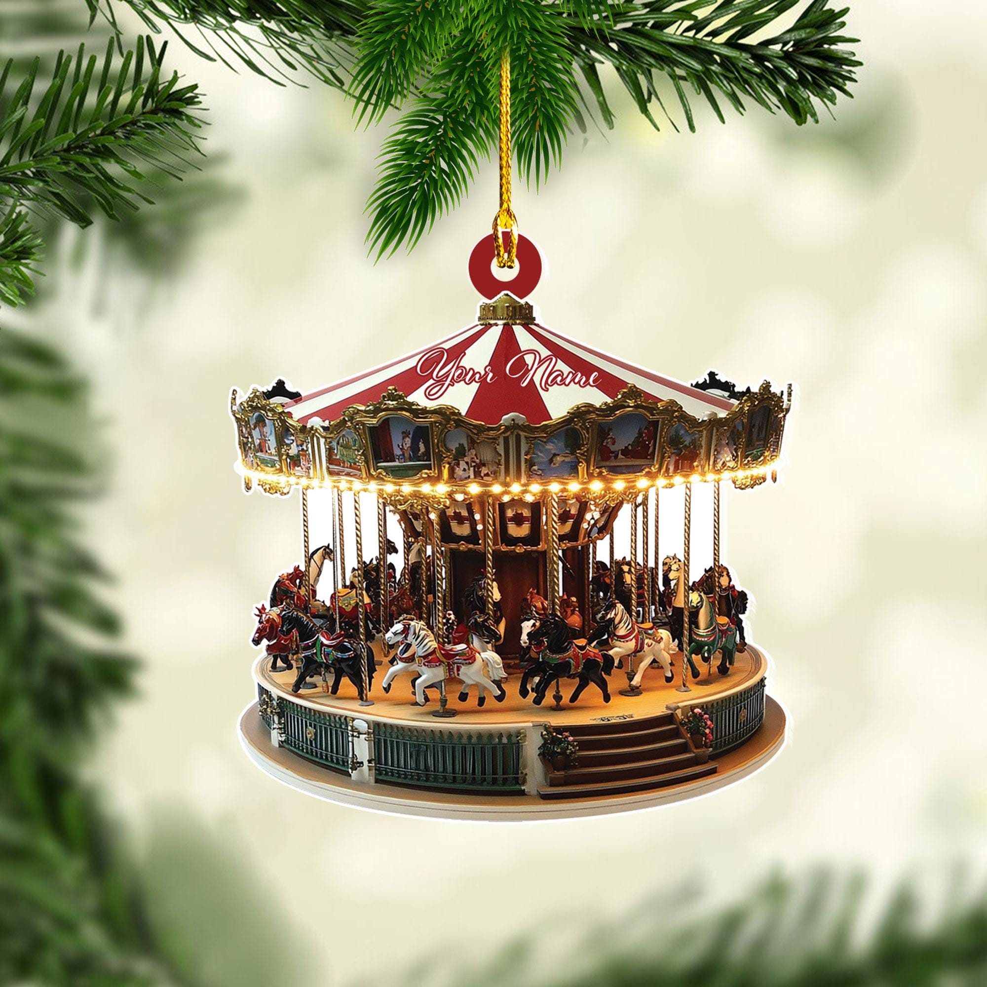 Custom Christmas Carousel Ornament 2025,carousel Horses Xmas Tree Decor ...