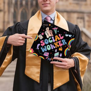 Social Worker Graduation Cap Topper,advocate Support Empower Printed ...