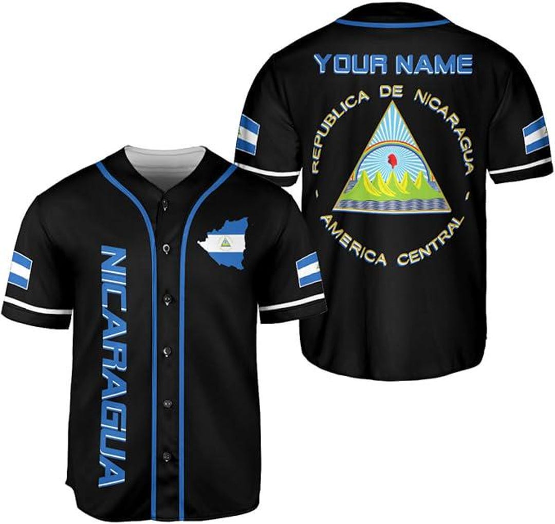 Personalized Nicaragua Flag Coat of Arms Baseball Jersey, Nicaragua ...