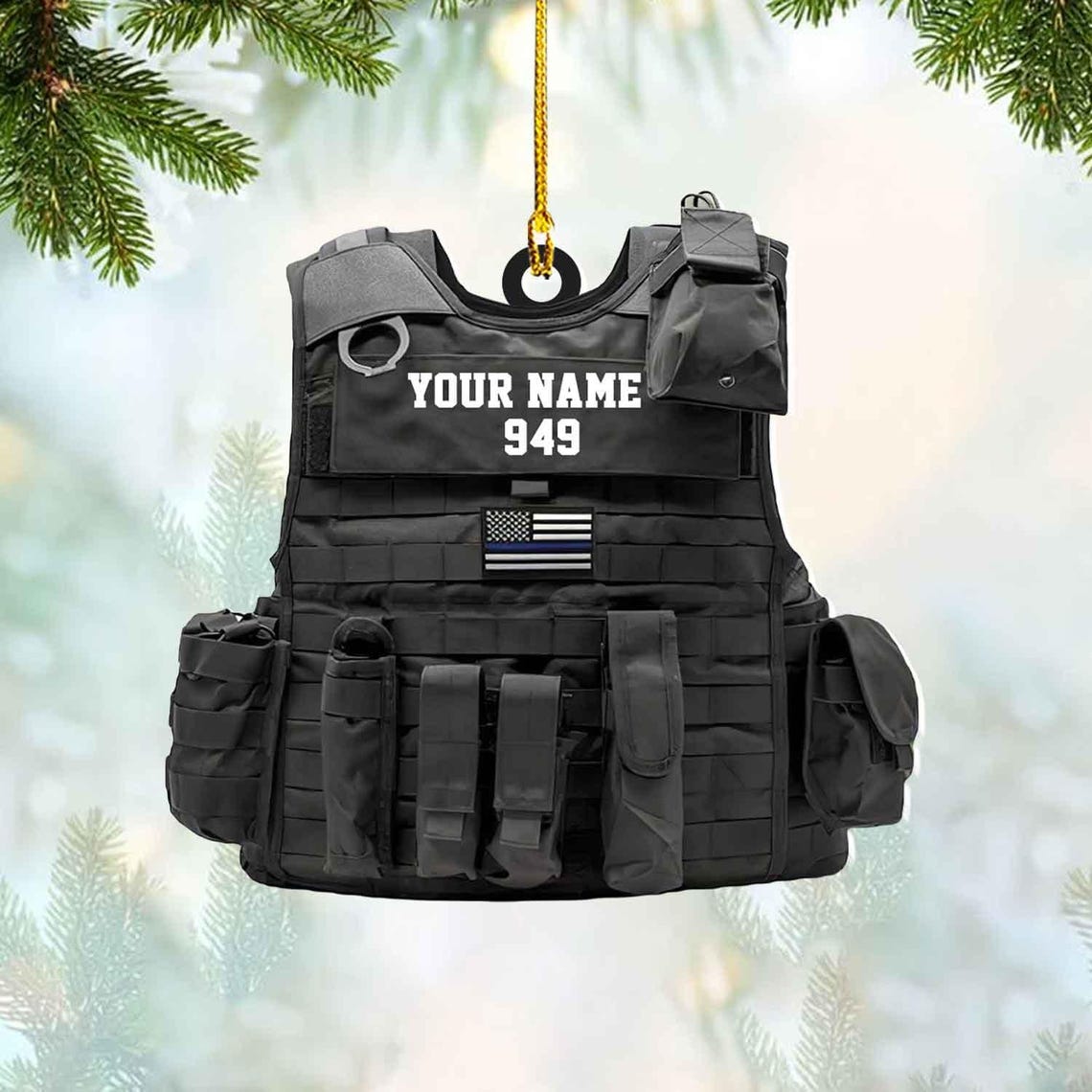 Custom Police Christmas Ornament, Personalized Bulletproof Police Vest ...