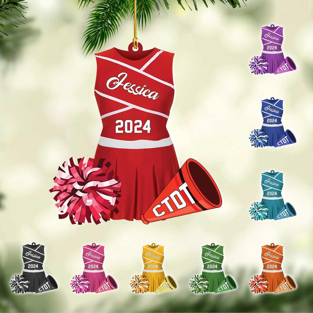 Custom Cheerleader Ornament, Personalized Cheerleading Pom Pom Girl ...