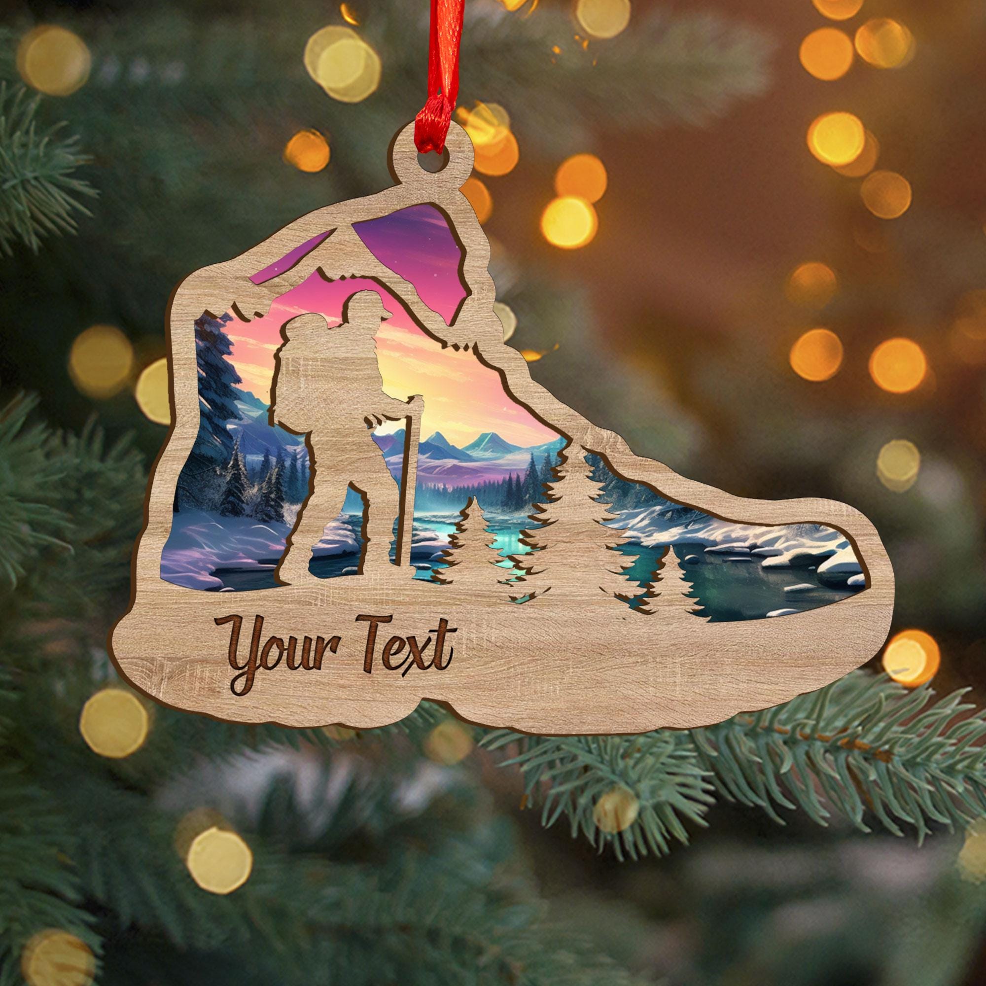 Custom Hiking Suncatcher, Personalized Hiker Ornament, Hiking ...