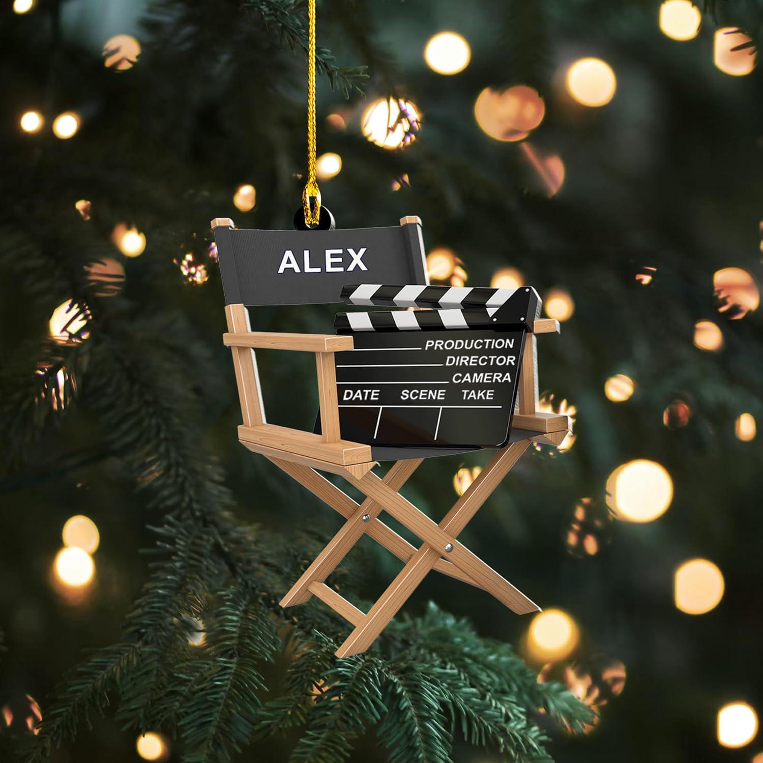Personalized Director Chain Christmas Ornament, Film Clapper Christmas ...