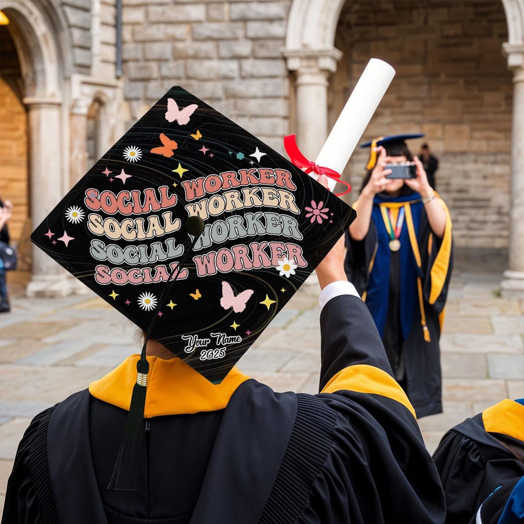 Social Worker Graduation Cap Topper,advocate Support Empower Printed ...
