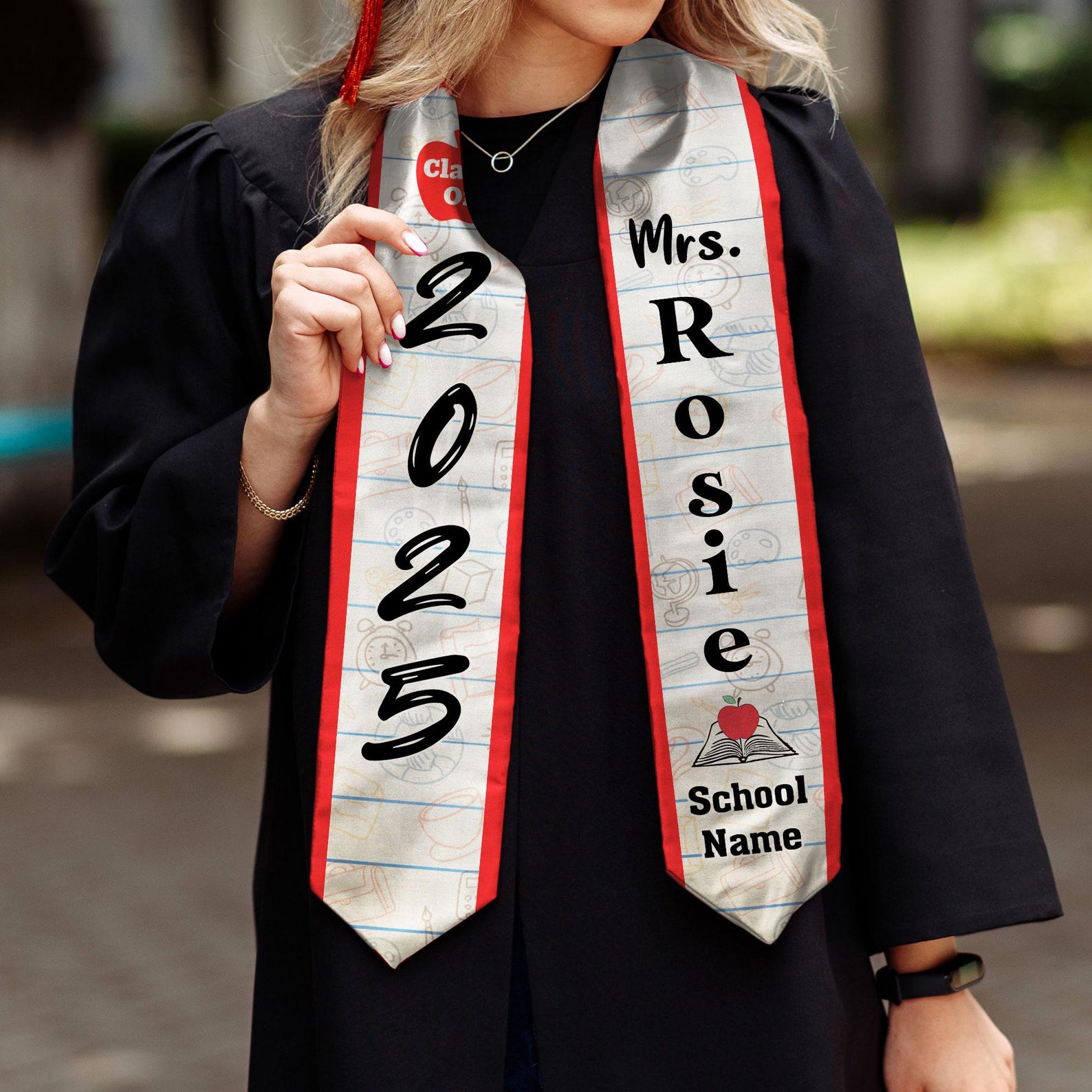 Custom Teacher Graduation Stole Class of 2026, Teacher Stole 2026 ...
