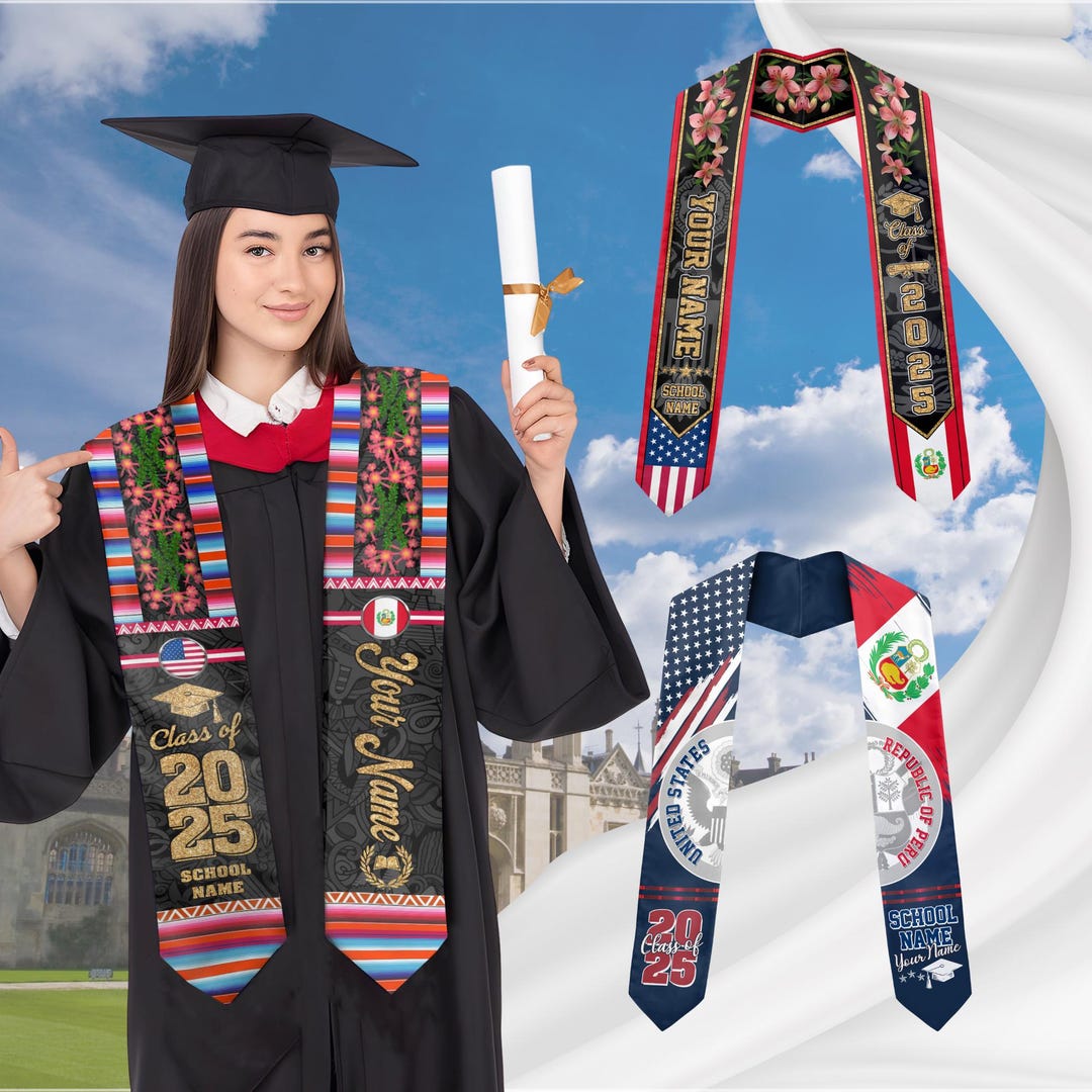 Personalized Peruvians Graduation Sash 2025, Peru American Flag ...