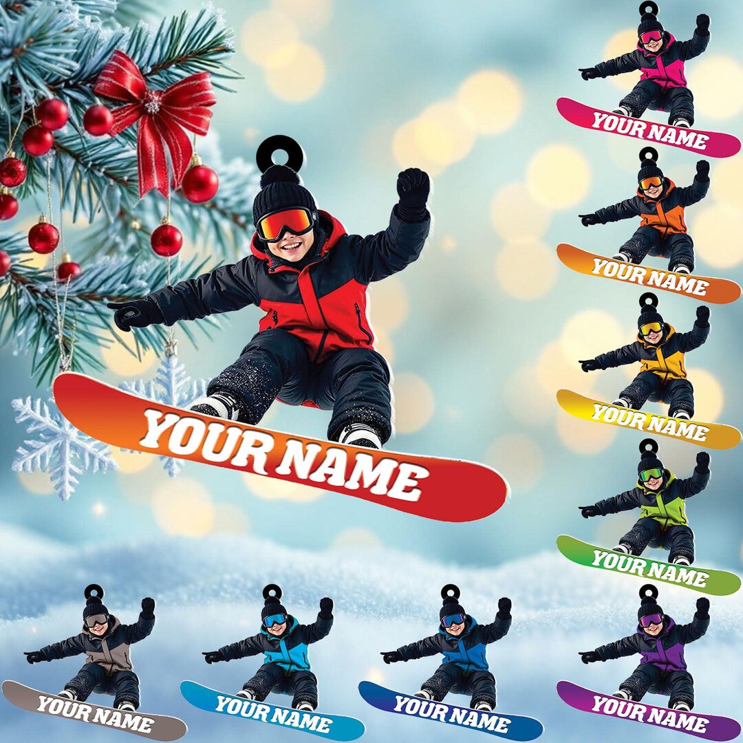 Custom Snowboarder Ornament, Snowboarding Ornament, Custom Name ...