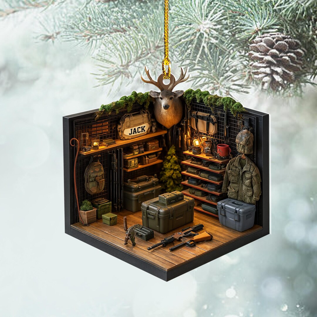 Personalized Hunting Cabin Ornament 2025, Custom Name Gift for Hunter ...