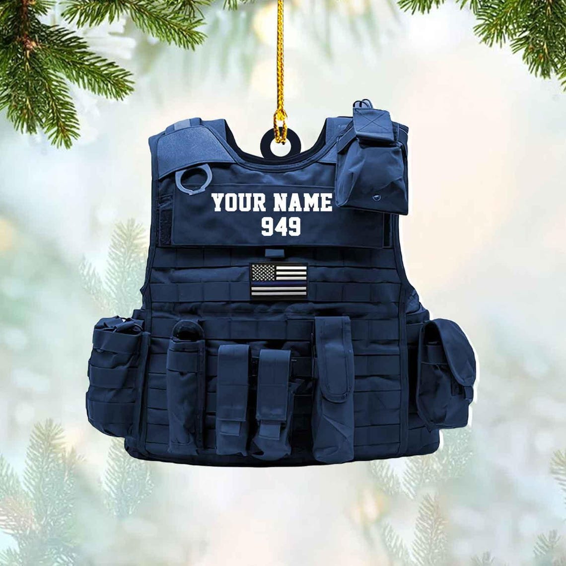 Custom Police Christmas Ornament, Personalized Bulletproof Police Vest ...