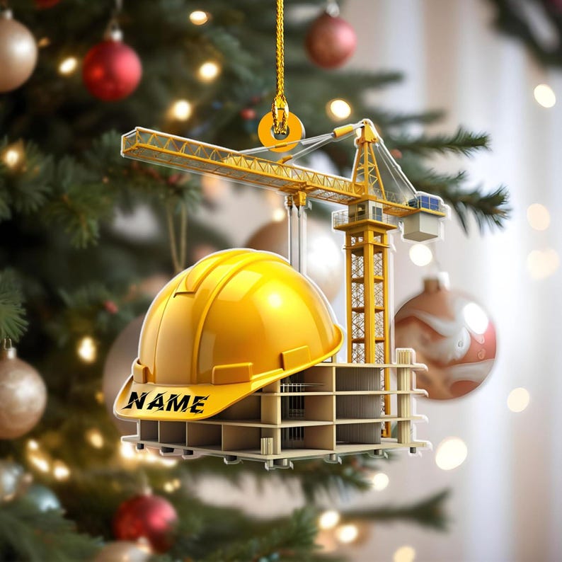 Personalized Construction Worker Acrylic Ornament, Personalized ...