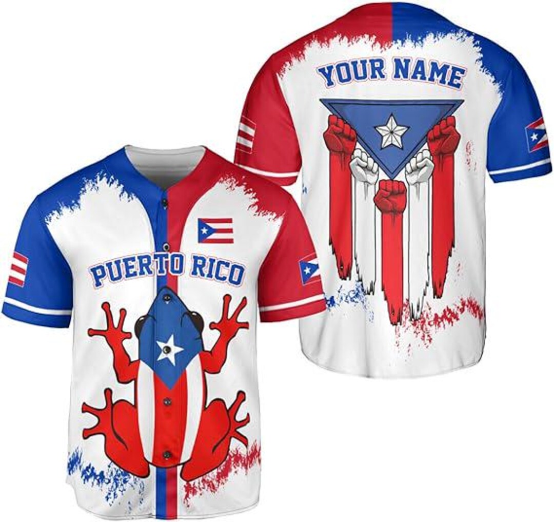 Custom Name Puerto Rico Baseball Jersey for Men, Personalized Puerto ...