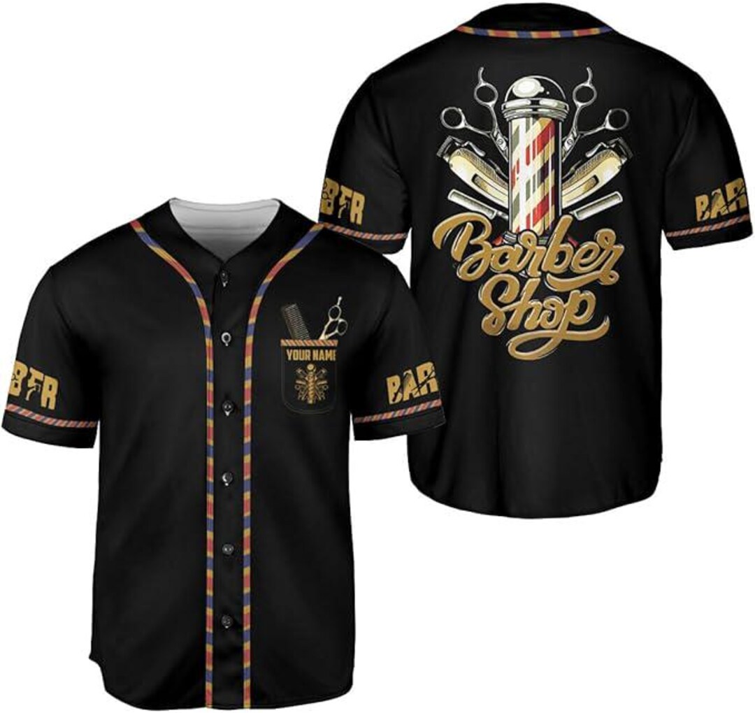 Personalized Barber Shop Baseball Jersey, Hairdresser Baseball Jersey ...