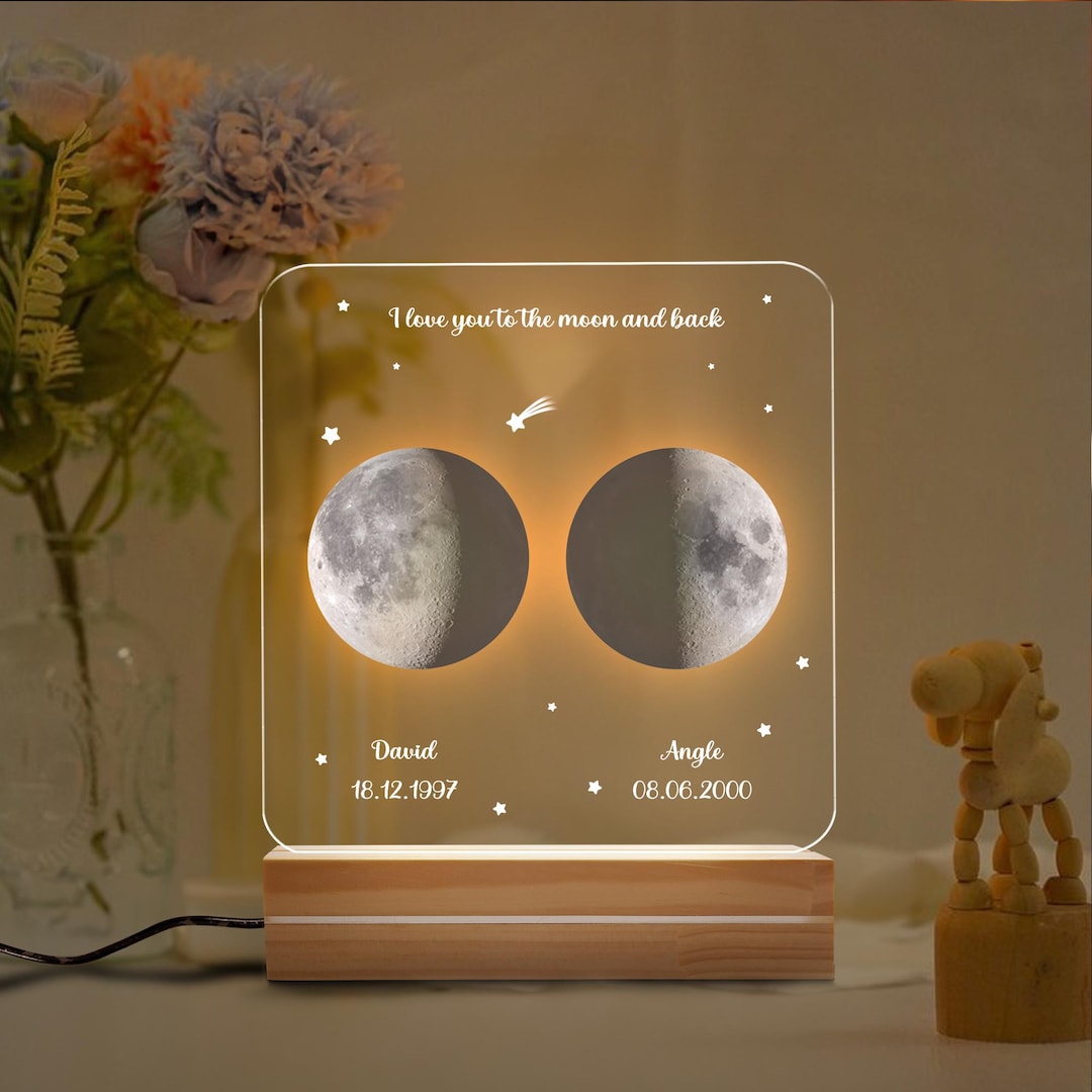 Custom Moon Phase Night Light, Unique Wedding Gift, Night Sky Print by ...