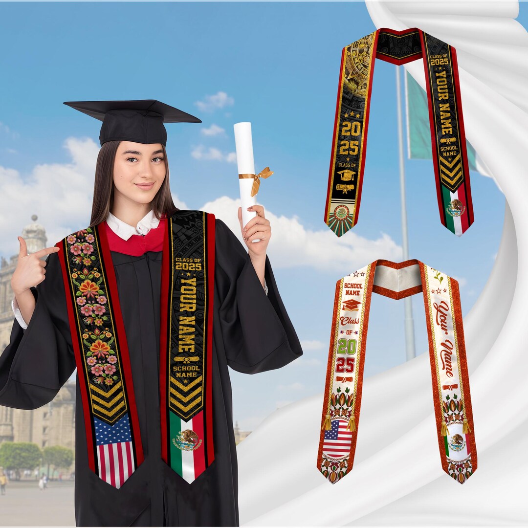 Personalized Mexican Stole,custom Mexican Graduation Sash,mexican ...