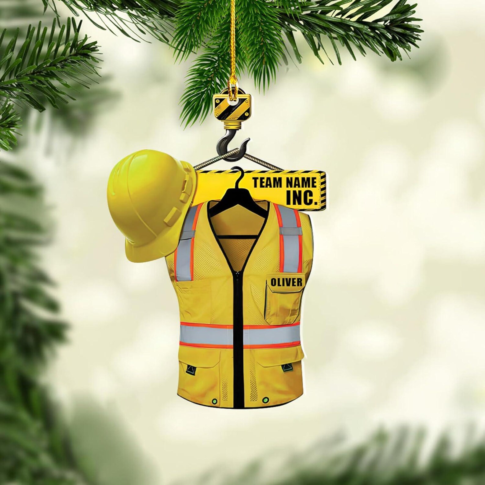 Personalized Construction Worker Christmas Ornament, Personalized ...