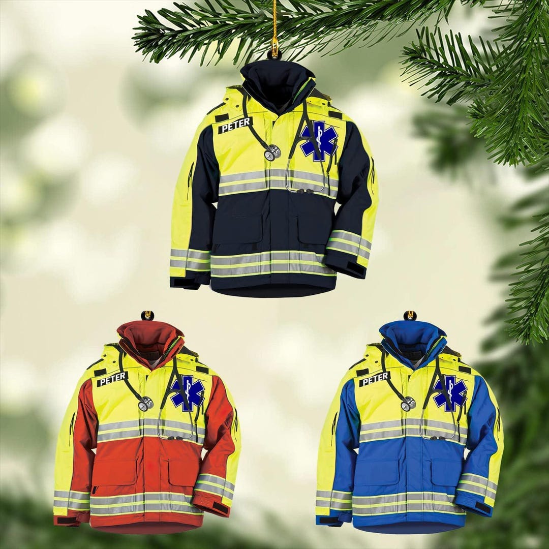 Personalized EMT Paramedic Coat Custom Shape Ornament Gift for ...